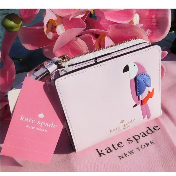 kate spade | Bags | Kate Spade Flock Party Parrot Small Lzip Wallet ...